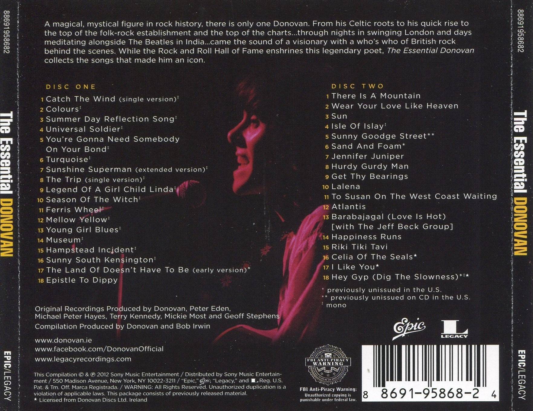 Donovan The Essential Donovan 2cd : Back | CD Covers | Cover Century ...